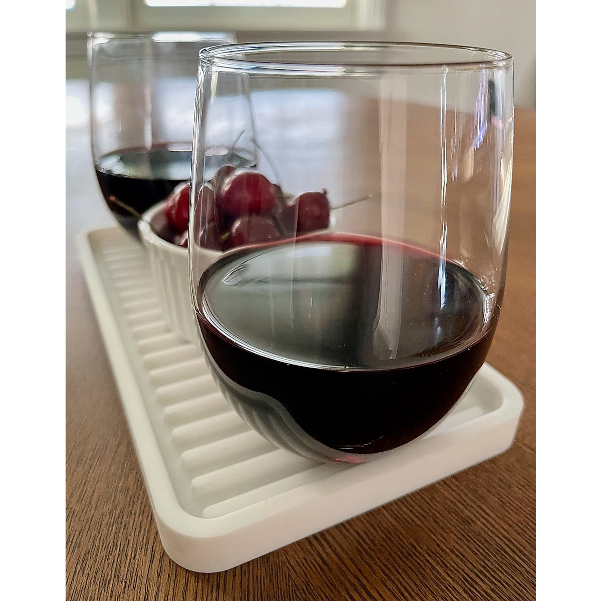 Happitasa Silicone Kitchen Sink Organizer Tray, Sponge Holder and Countertop Protector | Straight Lines Style (SAND DOLLAR, 10"x5.25")