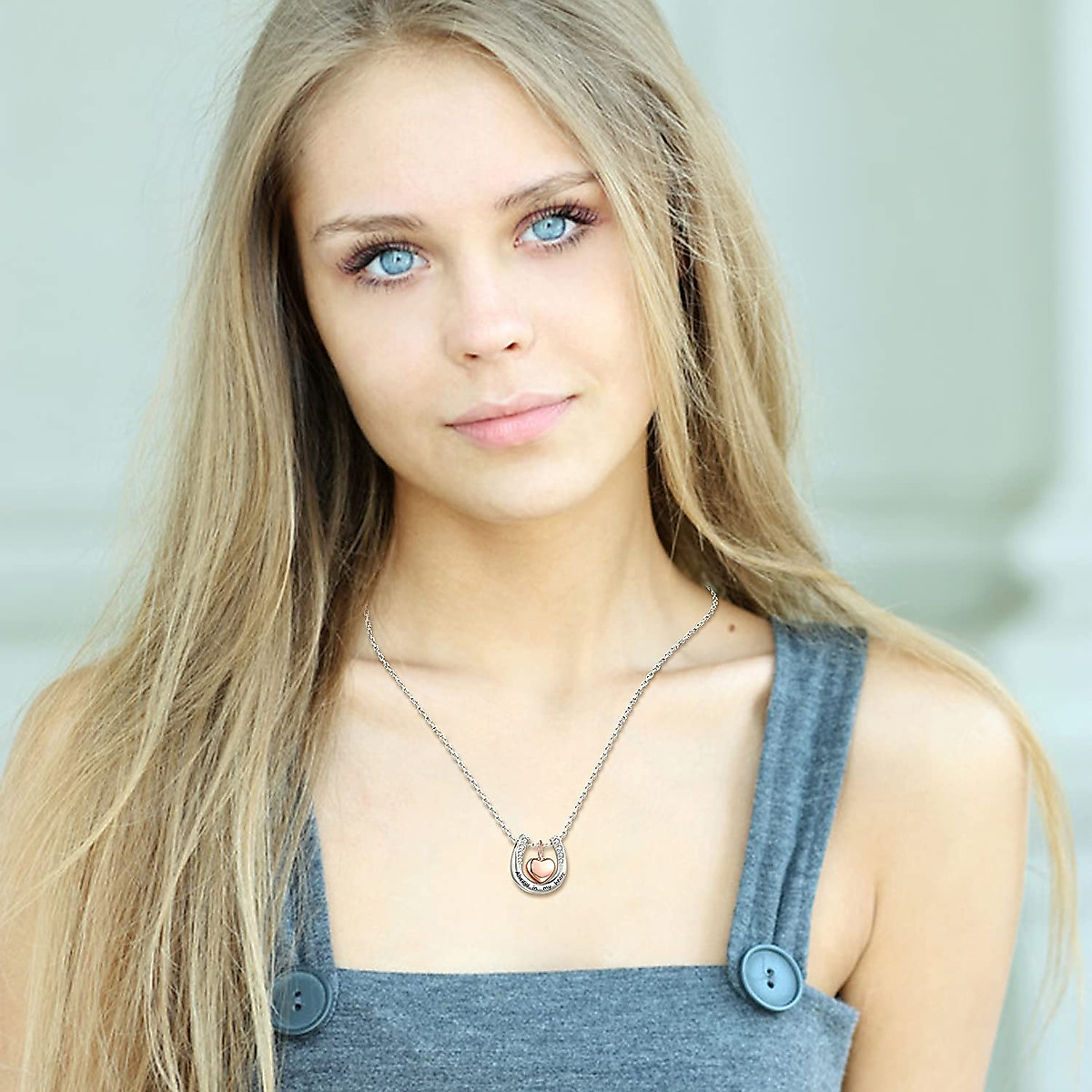 Heart-Shape cremation urn necklace for ashes - 925 Sterling Silver FAITH LOVE U CZ Pendant Necklaces Rose Gold & White Gold Plated Keepsake Memorial Jewelry (U-Heart-Shape Urn Jewelry)