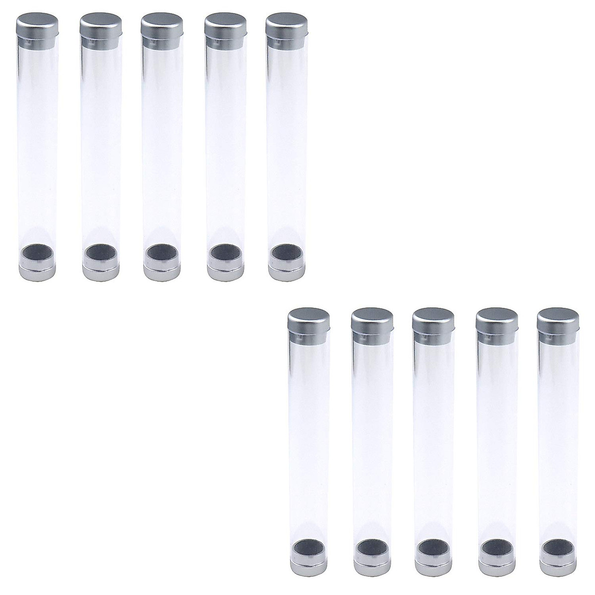 Coshar Transparent Acrylic Cylinder Tube Pen Cases Clear Tube Containers Small Storage Case for School Office Supplies (10pcs)