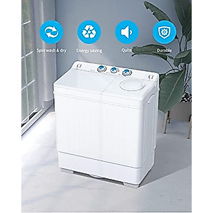 Bonnlo 26lbs Portable Washing Machine, Compact Mini Twin Tub Washer with 18LBS Washer & 8LBS Spin for Apartment, Dorms, RVs, Camping and More (White)