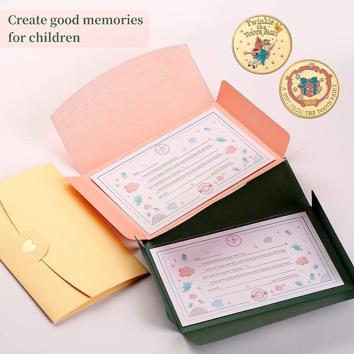 DOOBAANN Tooth Fairy Gift Coins,Reward for Lost Tooth Kids,Tooth Fairy Coins to Encourage Kids to Brush Their Teeth,3 Set (Encourage Brushing)