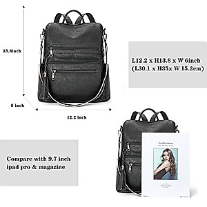 Telena Womens Backpack Purse Vegan Leather Large Travel Backpack College Shoulder Bag with Tassel Black