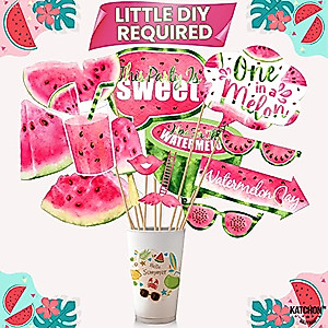 KatchOn, One in A Melon Photo Props - Pack of 28, Watermelon Photo Props, Watermelon Decorations | One in A Melon Party Decorations for Watermelon Birthday Decorations | Watermelon Photo Booth Props