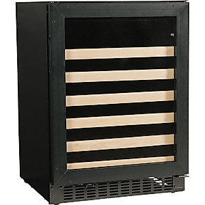 Azure A124WCO Wine Center with 5.1 cu. ft. Capacity Blue LED Lighting ADA Compliant Field Reversible Door 6 Wine Racks with Wood Front in Panel Ready