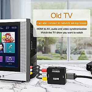 HDMI to AV Converter, HDMI to RCA Adapter, 1080p HDMI to AV 3RCA CVBs Composite Video Audio Converter Adapter for TV/PS3/VHS/VCR/DVD/PC/Blu-Ray DVD