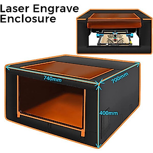 Twotrees Laser Engraver Enclosure, Fireproof and Dustproof Protective Cover for Most Laser Engraving Machine, Insulates Against Smoke and Odor, Noise Reduction, with Smoke Filter,740x740x400mm