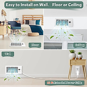 Feekoon 1 Pack Smart Quiet Register Booster Fan, 4'' x 10'' AC Vent Booster Fan with Intelligent Thermostat Control and Remote Control, Cooling Heating White Vent Fan Booster, 160 CFM