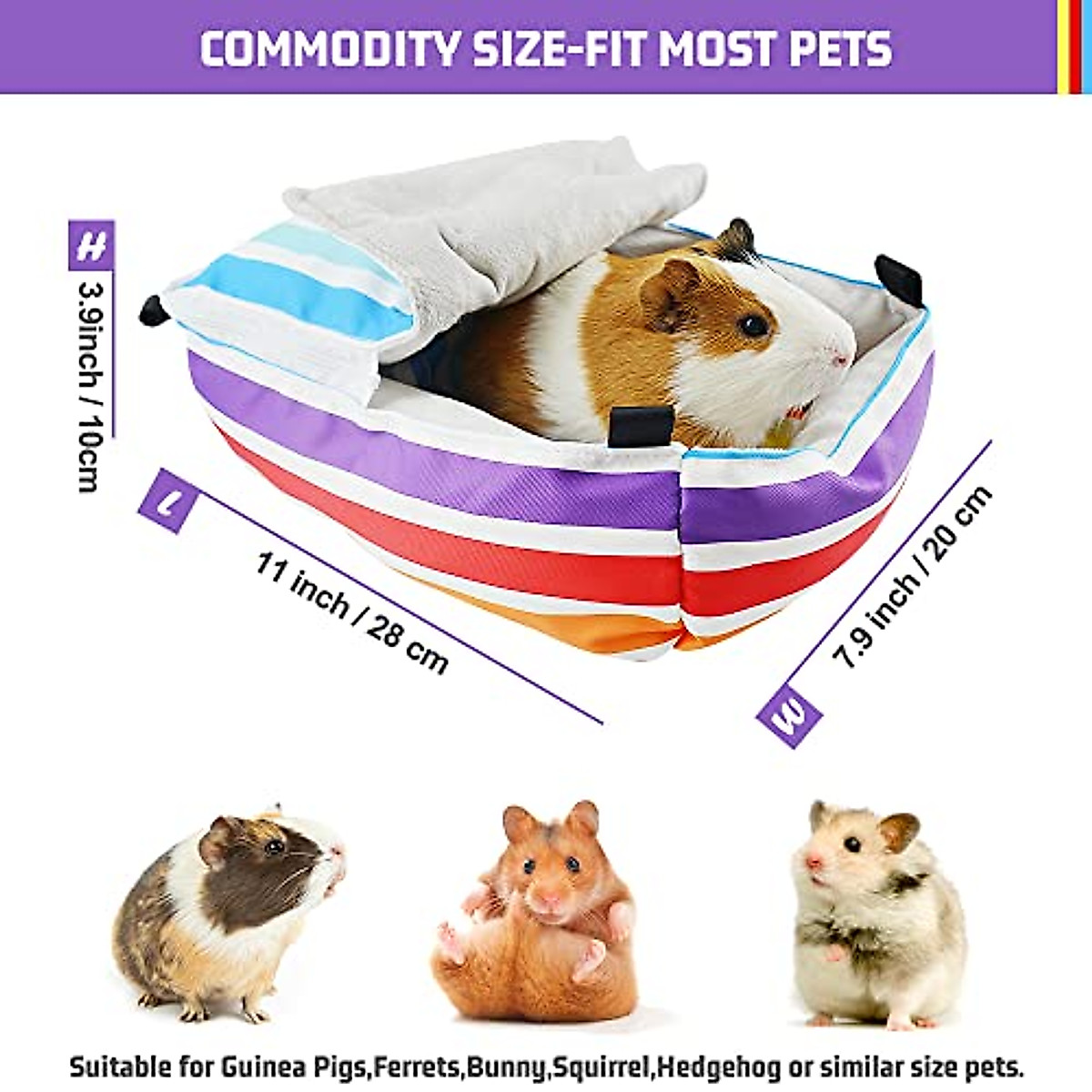 HOMEYA Guinea Pig Hideout, Small Animal Hammock House Cuddle Hanging Sleeping Bed Toys Winter Warm Cage Accessories for Sugar Glider,Chinchilla,Hamster,Rat,Bunny,Squirrel,Gerbil Birthday Gift