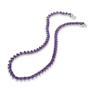 GemStar USA Necklaces for Valentines Day Sterling Silver African Amethyst Heart Tennis Necklace for WomenBridesmaids, 16 Inches
