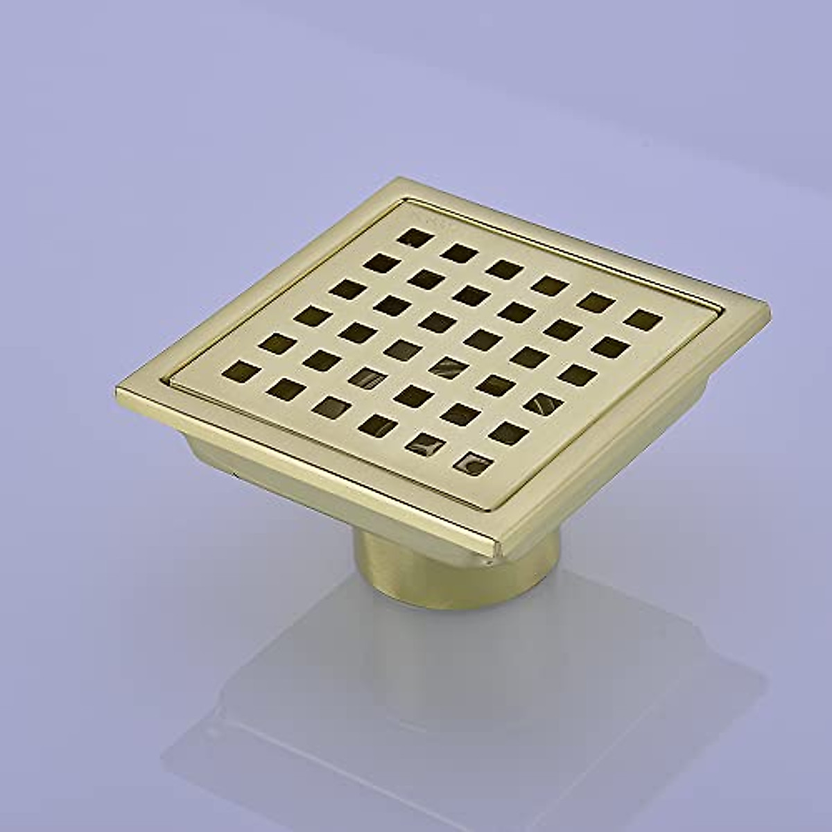 Square Shower Drain 4 inch, Nicmondo Floor Waste Drain Point Center with Removable Grate Cover, 304 Stainless Steel, 11cm x 11cm, PVD Brushed Gold