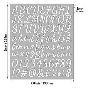 16 Sheets Vinyl Letters Numbers Kit,Self Adhesive Cursive Alphabet Letter Sticker, DIY Number Letter Decal Script Pantry Labels for Home,Office,Mailbox,Door,Grad Cap (White,1 Inch)