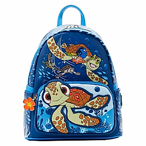 Loungefly Disney Pixar Finding Nemo Squirt and Crush Womens Double Strap Shoulder Bag Mini Backpack Purse