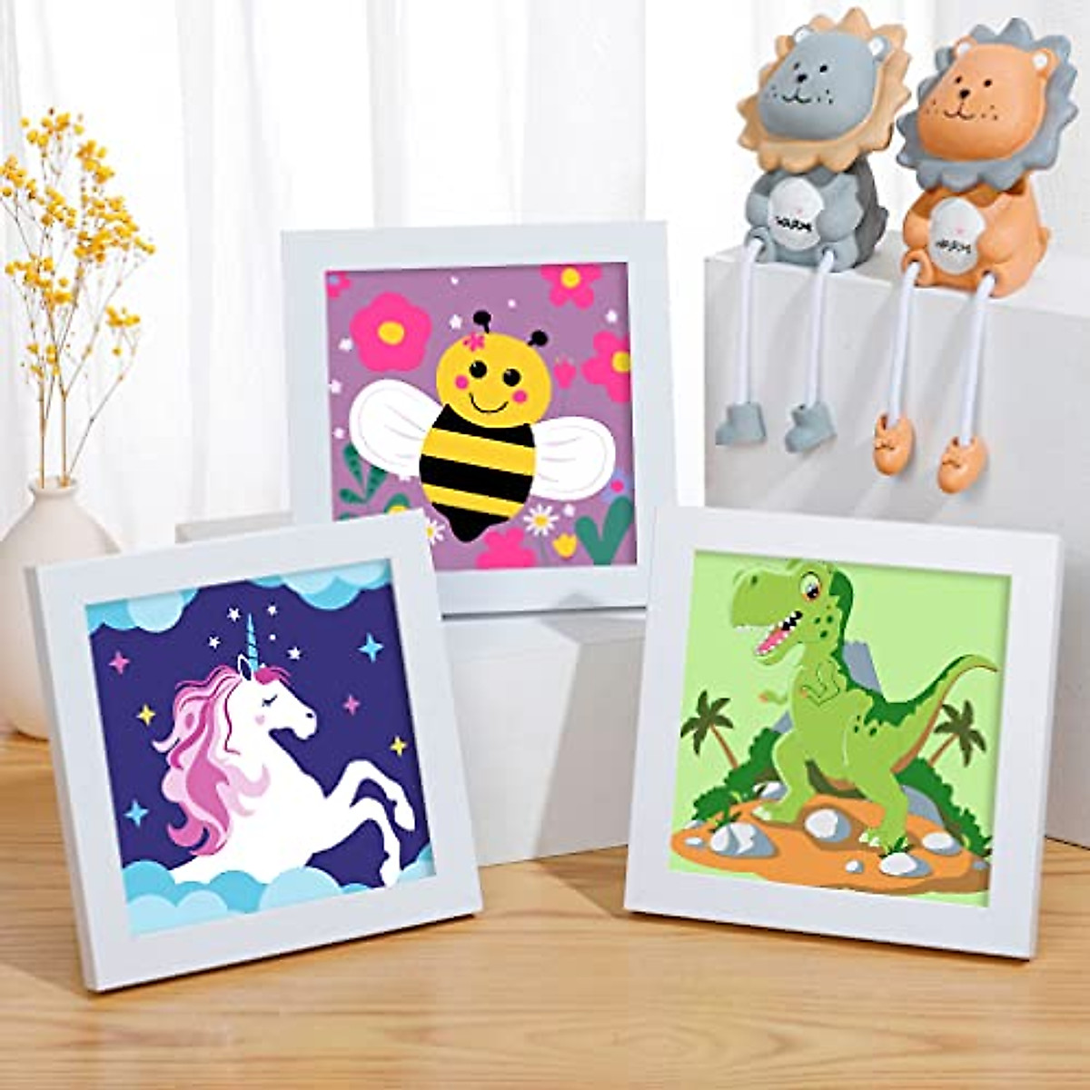 CEUHROG 6 Pack DIY Paint by Numbers for Kids - Paint by Number for Children Beginner Easy Acrylic Watercolor Number Painting Canvas Arts for Kids, Oil Paintin