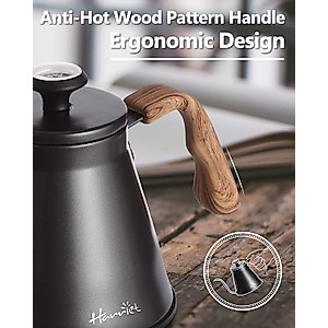 harriet Gooseneck Kettle, 37oz (1.1L) Pour Over Kettle with Built-in Thermometer Coffee Kettle with Anti-Hot Handle, Anti-Rust Stainless Steel with Flow Spout Design For Drip Coffee