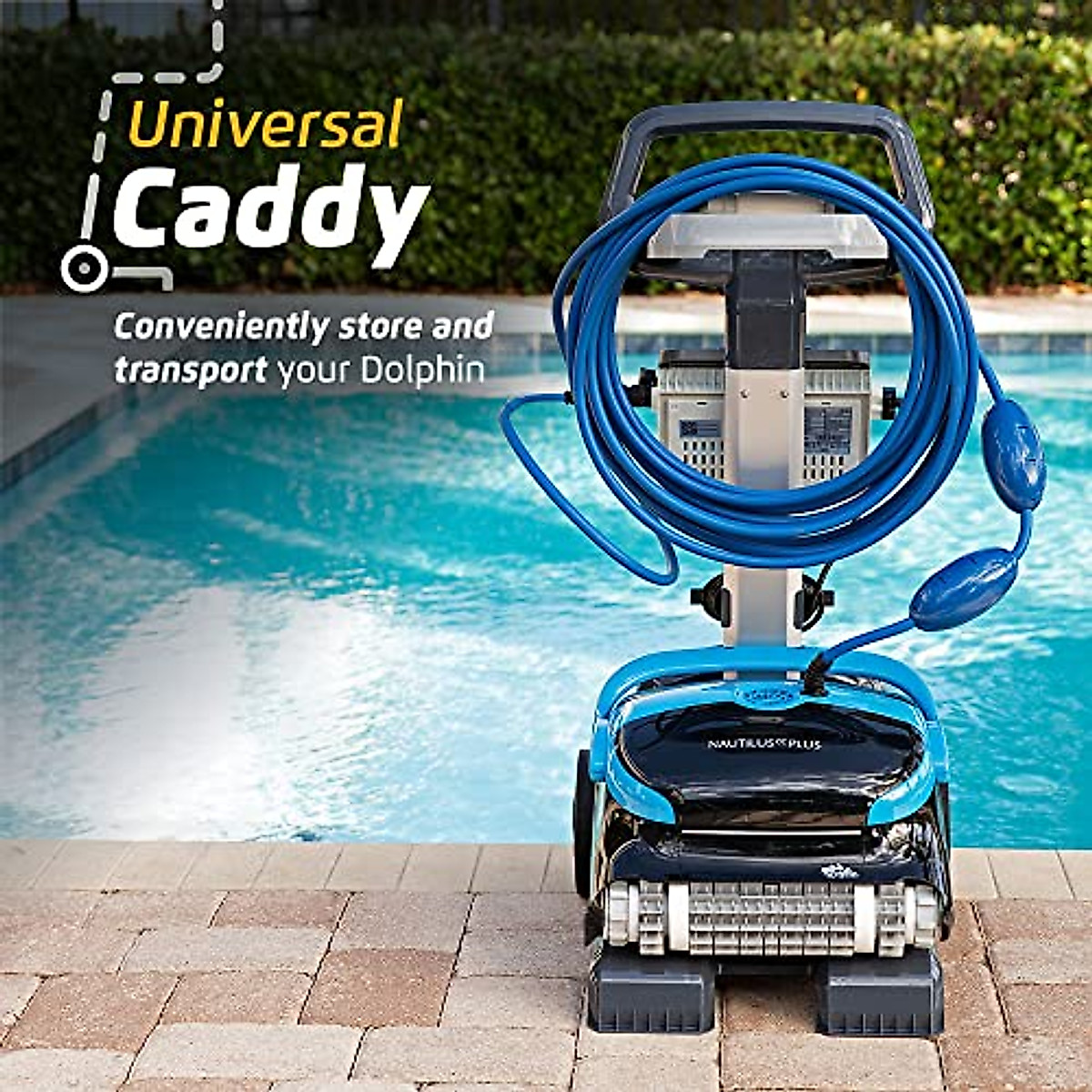 Dolphin Nautilus CC Plus Robotic Pool Vacuum Cleaner with Wi-Fi Control — Included Universal Caddy and Classic Caddy Cover — Ideal for Above/In-Ground Pools up to 50 FT in Length