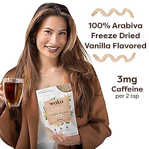 Waka Instant Coffee, Decaffeinated Vanilla Flavored - 100% Arabica Beans, Freeze Dried Granules, No Sugar or Additives - Bulk Bag for Quick Hot and Iced Coffees, Up to 35 Cups (3.5oz)