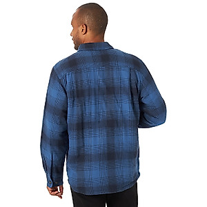 Wrangler Authentics Men's Long Sleeve Sherpa Lined Shirt Jacket, Admiral Blue, Large