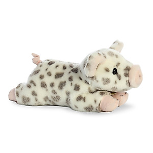 Aurora® Realistic Miyoni® Spotted Piglet Stuffed Animal - Lifelike Detail - Cherished Companionship - White 11 Inches