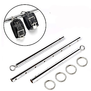 EXREIZST Adjustable Metal Spreader Bar and Leather Straps Set Black (Black 1)