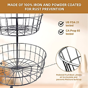 3 Tier Fruit Basket Regal trunk & Co, Elegant French Country Wire Baskets, Three Tiered Wire Basket Stand for Vegetables, Bread & More for Countertop or Hanging, Christmas or Birthday Present