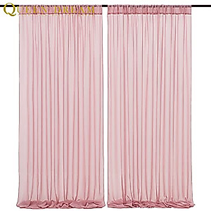 QueenDream 10ft x 10ft Backdrop Curtain for Bridal Shower Dusty Rose Chiffon Background Drapes Sheer Baby Shower Party Decorations