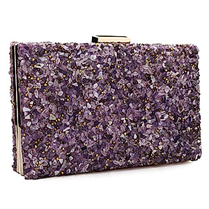 Elegant Sparkling Glitter Evening Clutch Bags Bling Evening Handbag Purses For Wedding Prom Bride (Purple) One Size