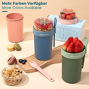 Yogurt Pot Parfait Cups With Lids and Spoons,Snack Cup Breakfast On The Go,Portable Cereal Container To Go,Travel Cereal Bowl and Milk Container,Overnight Oats Porridge Containers & Granola Holder