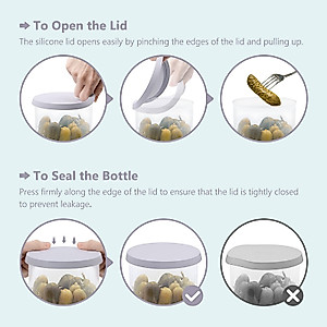 ForTidy Pickle Container with Strainer Flip and Label - 47 oz Airtight Olive Jar, BPA-Free, Dishwasher Safe, Goodbye Juice Finger, Kitchen Organization Must-Have Versatile Food Saver (Grayish White)