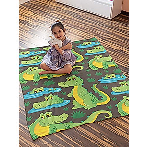 Crocodile Alligator Hiding in Pond Soft Throw Blanket All Season Microplush Warm Blankets Lightweight Tufted Fuzzy Flannel Fleece Throws Blanket for Bed Sofa Couch 50"x40"