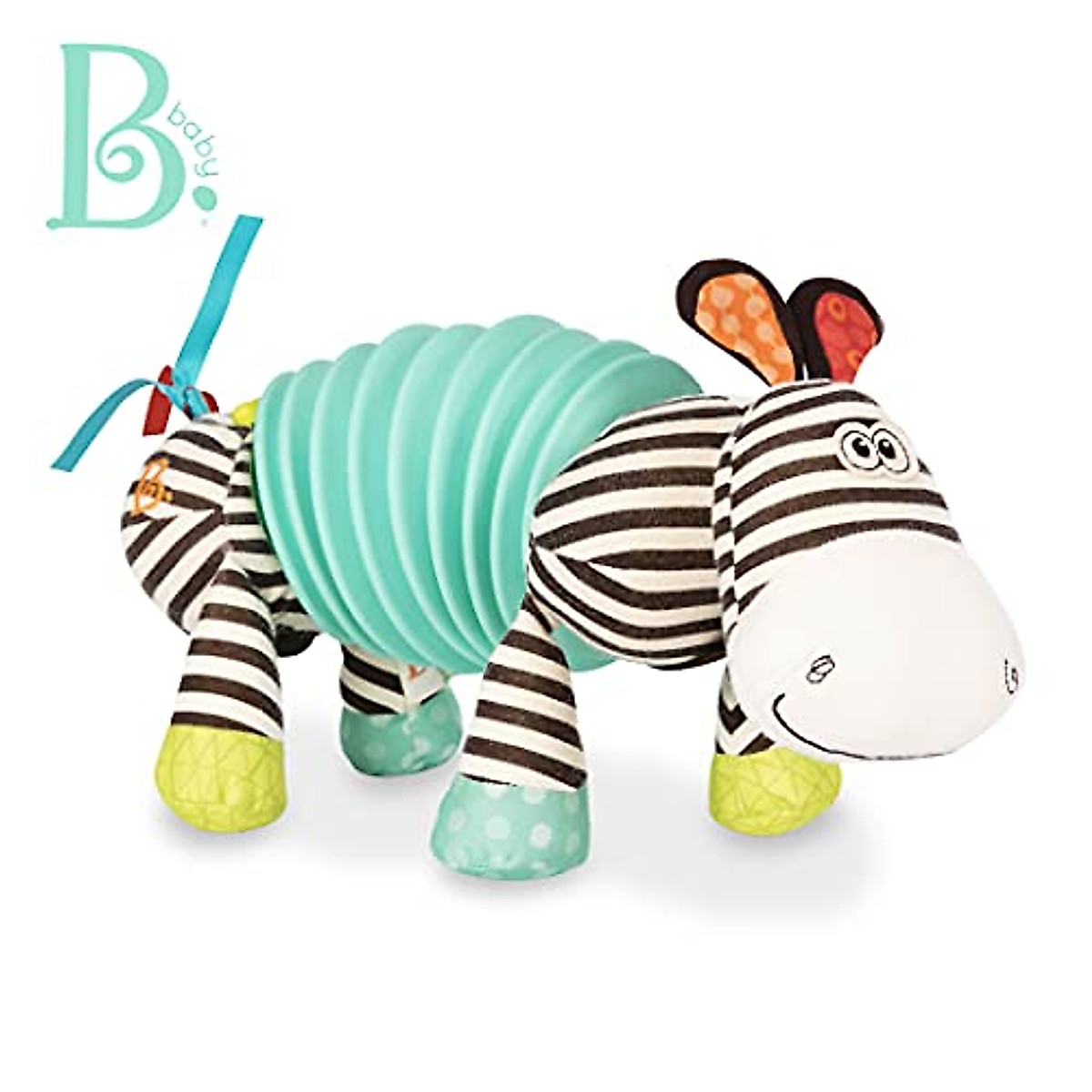 B. baby – Sensory Zebra Plush – Zebra Accordion – Interactive Stuffed Animal – Musical Baby Toy – 6 Months + – Squeezy Zeeby
