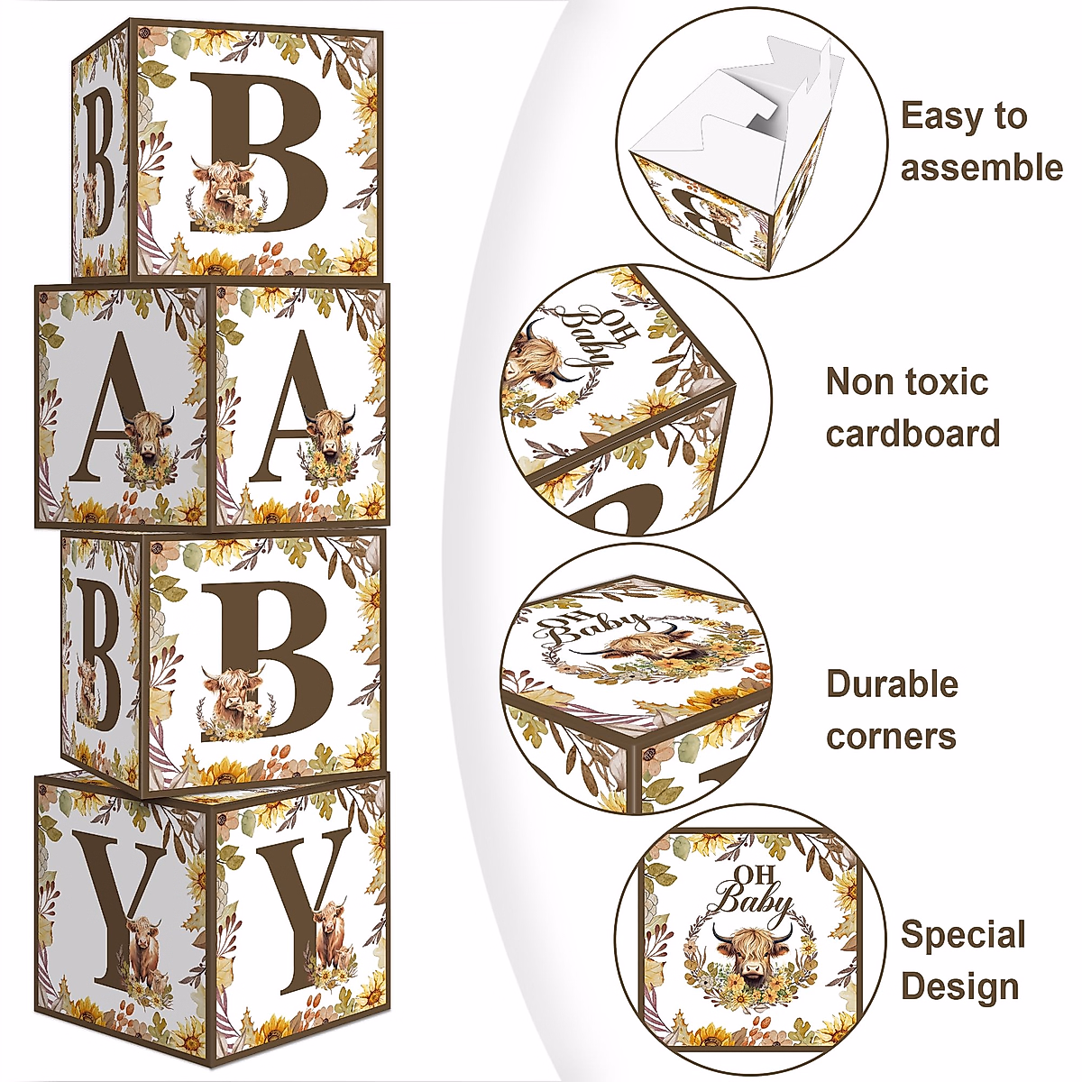 Highland Cow Baby Shower Decorations, Highland Cow Theme Balloons Box Party Decorations