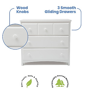 Delta Children 3 Drawer Dresser, Greenguard Gold Certified, White
