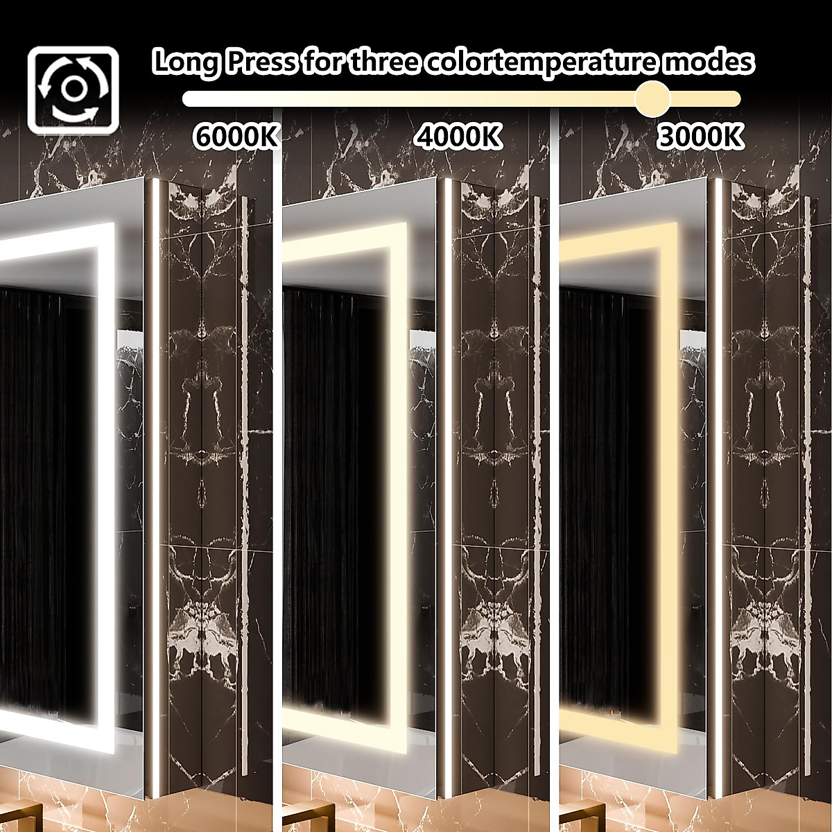 54×36 Inch Smart LED Medicine Cabinet with Mirror, Stepless Dimming & Anti-Fog, 10x Magnifier, Built-in High-Power Outlet, Night Light, Multifunctional Bathroom Storage