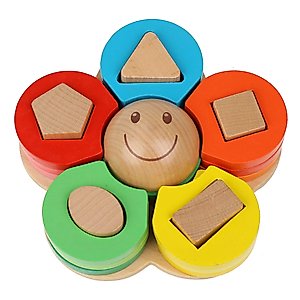 Boxiki kids Wooden Stacking Montessori Toys Color Shape Sorting Board for Toddlers. Non-Toxic Baby Wooden Toy for Early Development & Fine Motor Skills. 18 Month Old Toys (Flower)