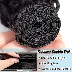 Deep Wave Bundles Human Hair Weave single Bundles Deep Curly Brazilian Virgin Hair Wet And Wavy Bundle 12A Grade Unprocessed Human Hair Extensions Natural Black 18 Inch