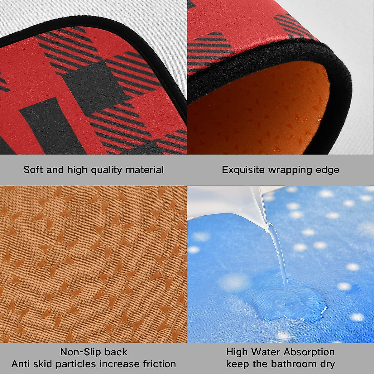 Buffalo Plaid Checked Black Red Kitchen Mat Set of 2 Anti-Fatigue Kitchen Rug Set Washable Non Slip Cushioned Foam Kitchen Runner Rugs and Mats Comfort Standing Mat for Floor Laundry Home Decor