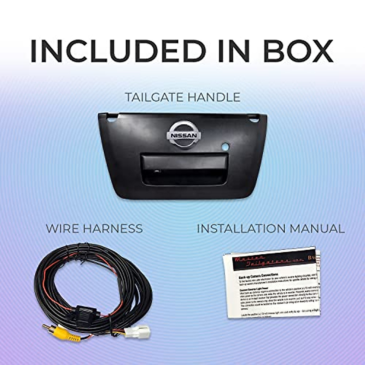 Master Tailgaters Black Tailgate Handle with Backup Camera Replacement for Nissan Frontier (2013-2016) | IP68 Waterproof | HD Camera | Easy to Install