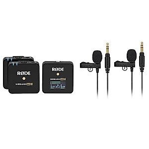 Rode GO II Dual Channel Wireless Microphone System, Series IV 2.4GHz Digital Transmission, 128-bit Encryption, 3.5mm TRS Analog Output, USB-C and iOS Compatible