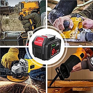 ZLWAWAOL DCB200 20V 9.0Ah Lithium-ion Replacement Battery Compatible with Dewalt 20V DCB200 DCB203 DCB204 DCB206 DCB209 DCD/DCF/DCG/DCS Series Cordless Tools with LED Display