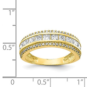 Size 5.5 - Solid 10k Yellow Gold Tiara Collection Polished CZ Cubic Zirconia Ring