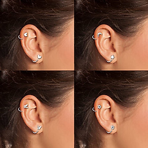 AoedeJ Sterling Silver Half Hoop Earrings Tiny Huggie Hoop Cartilage Earrings Small Comfy Half Hoop Earrings for Women (Style 2)