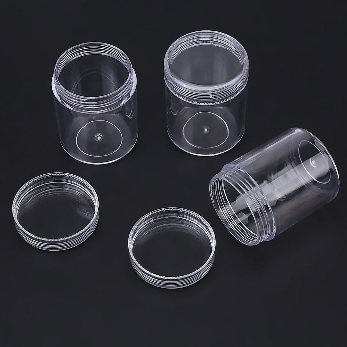 Plastic Container,Rectangle Clear Plastic Jewelry Beads Storage Box W/12 Round Bottle Container Tiny Jars 20g/15g(12 grid 15g)