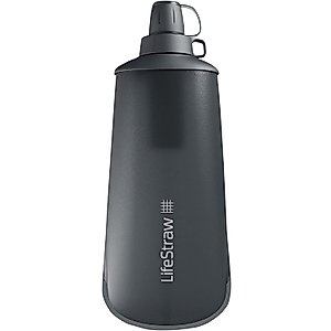 LifeStraw Peak Series Water Filter - 1L, Dark Mountain Gray, Protects Against Bacteria and Parasites, Ultra-Compact and Versatile