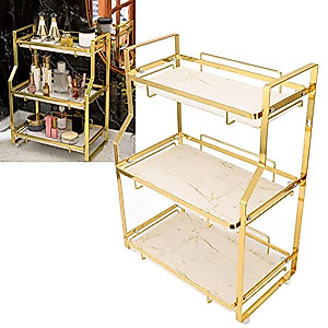 Bathroom Standing Rack, Corner Bathroom Shelf Strong Load Bearing Capacity Stable White and Gold for Kitchen(3 Tier)