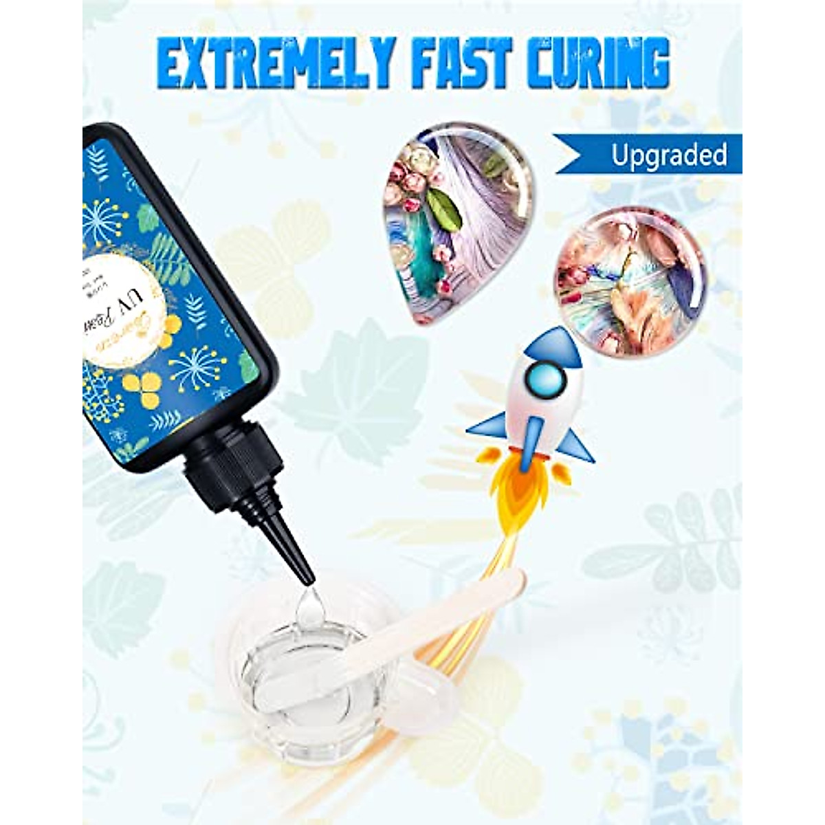 Bsrezn Upgraded UV Resin Kit with Light- 200g Clear Hard UV Cure Epoxy Resin Supplies Premixed Activated Glue Fast Curing Starter Jewelry Making Kit for Craft Beginner