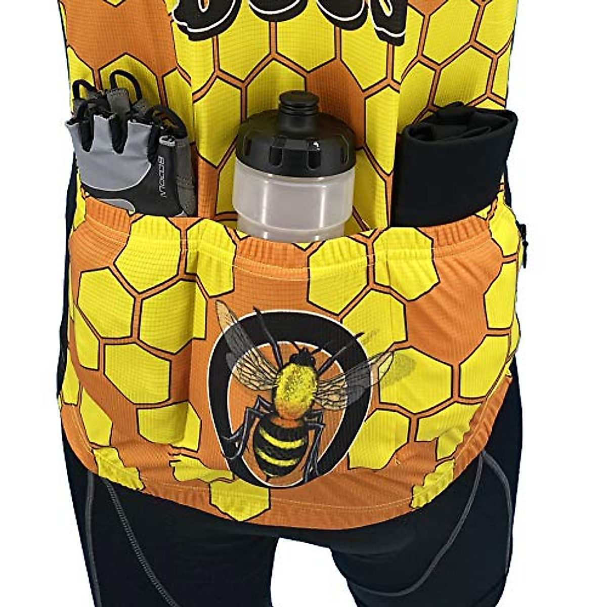 CORVARA BIKE WEAR Men's Save The Bees Cycling Short Sleeve Bike Jersey (Large) Yellow