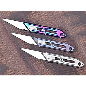 Titanium Utility Knife Garden Grafting Cutter Knife Handmade Knife Edc Knife, Retractable Box Cutter Blade Replaceable Knife (Titanium-silver)