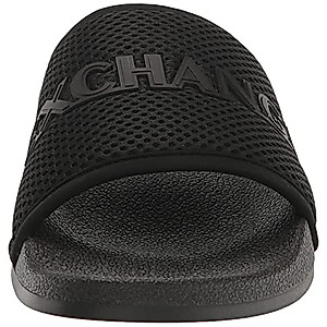 A|X ARMANI EXCHANGE Men's Mesh Rubber Logo Pool Slide Sandal, Black+Black, 7