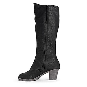 MUK LUKS Women's Lacy Leo Fashion Boots, Black, 7