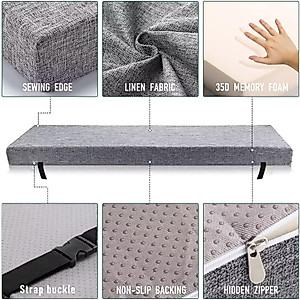 MCOSU Bench Cushion - Outdoor/Indoor Patio Porch Swing Cushions, 48/40/50 x 12/14/16/18 inch Bay Window Seat Furniture Cushion Non-Slip with Zipper (Color : 3#, Size : 51x18x2in)